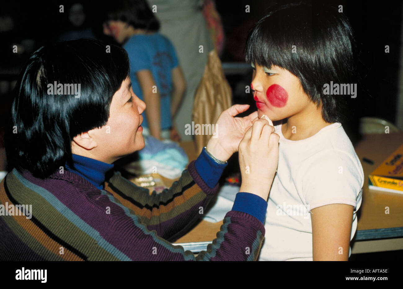 Asian Mom Daughter Clown Make up Stock Photo - Alamy