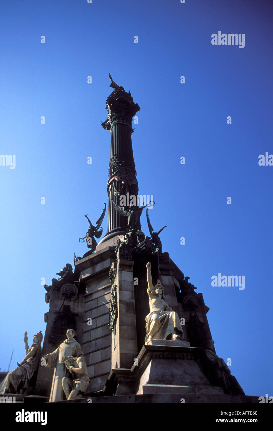 Monument a Colom statue of Columbus La Rambla Barcelona Catalonia Spain ...