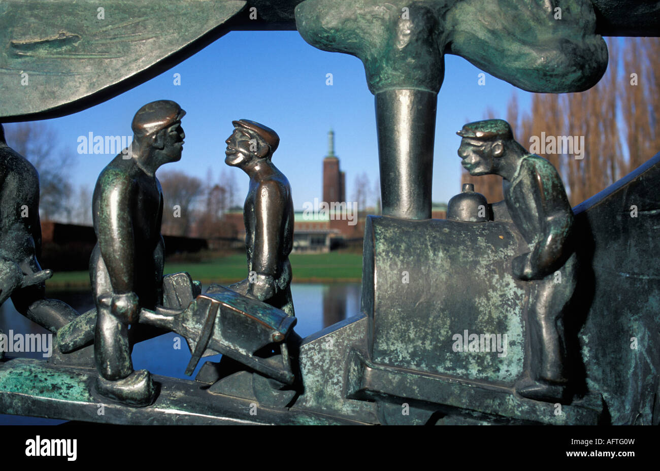 Netherlands Rotterdam Statues in garden of museum called Boymans Van ...