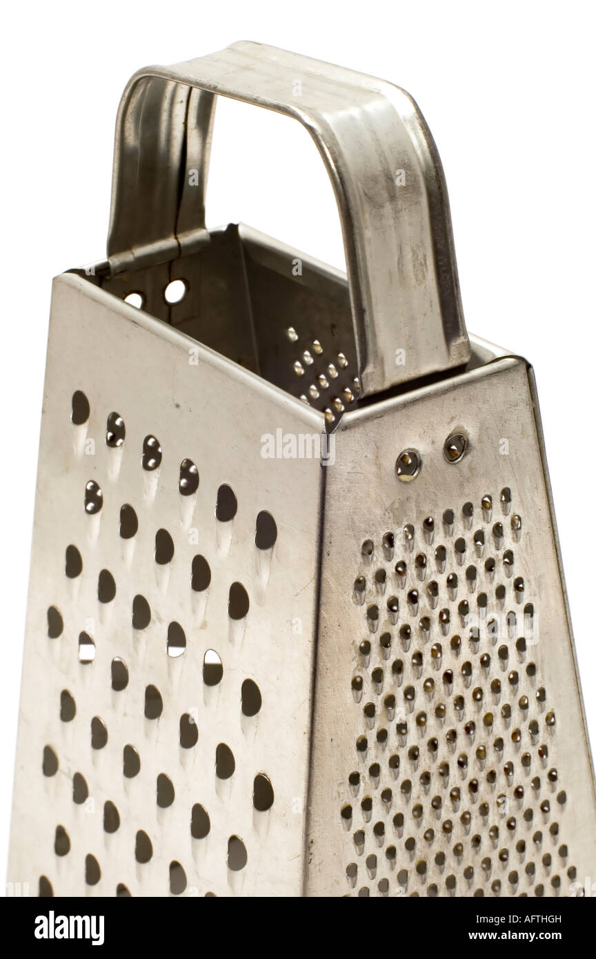 series object on white kitchen utensil Metal grater Stock Photo - Alamy