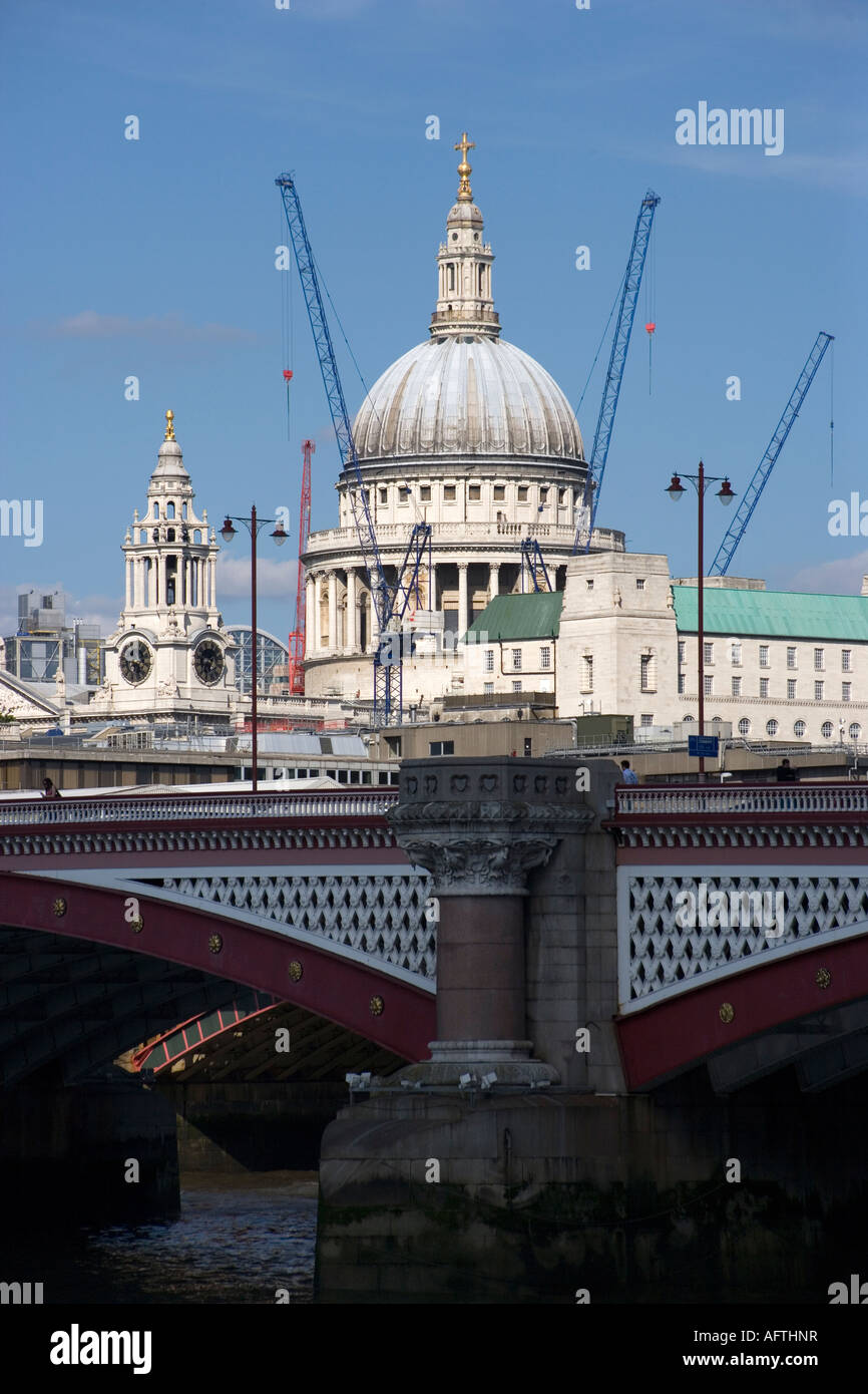 View to St Pauls Cathedral across Blackfriars Bridge London Stock Photo ...