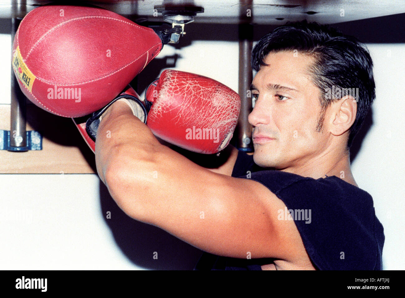 Young man practicing boxing, close up Stock Photo - Alamy