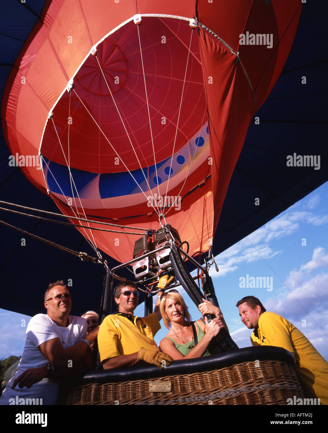 Crew and passengers of a hot air balloon at Bristol International ...