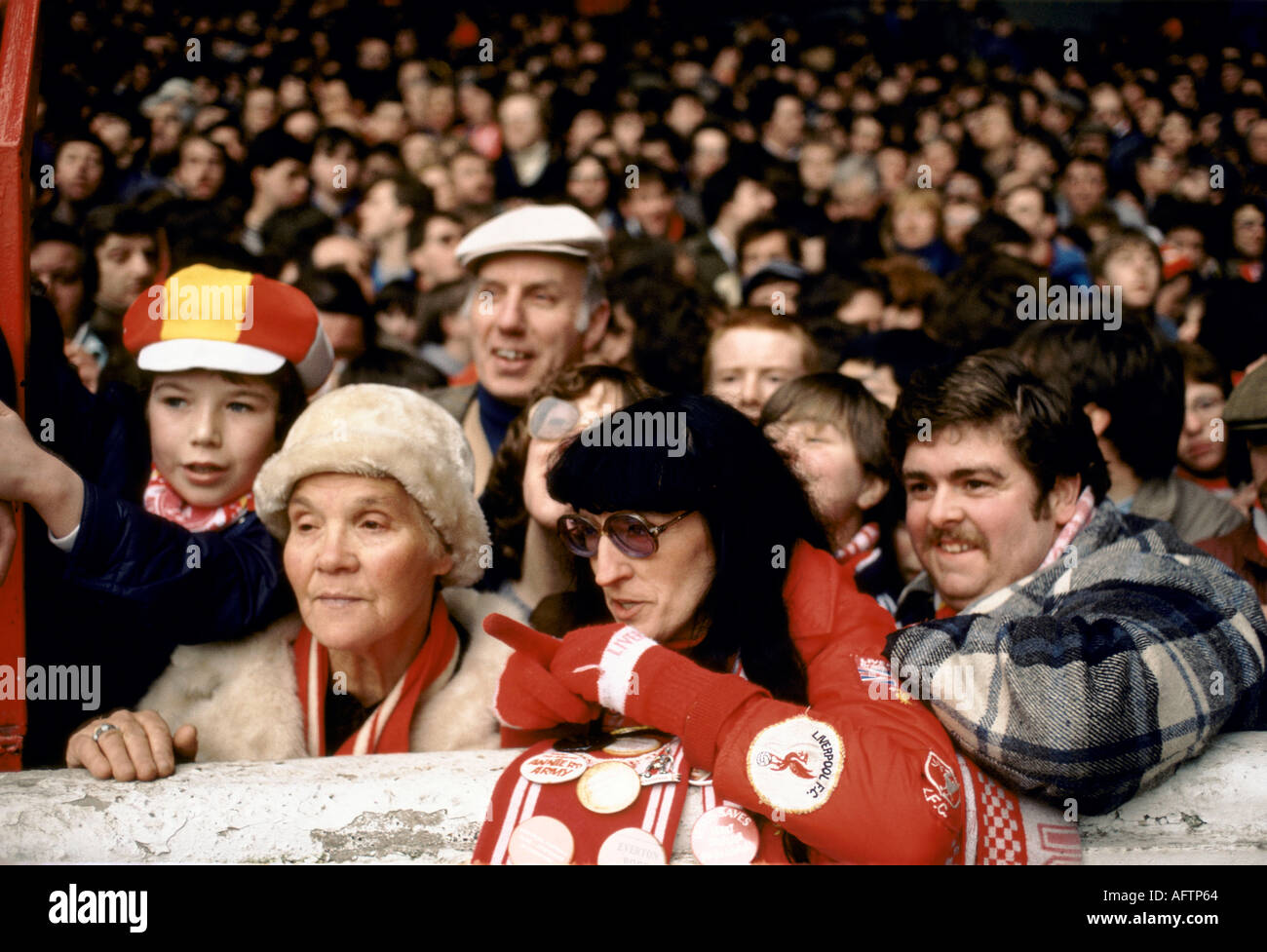 Family outing at the Kop stands Anfield football stadium. Liverpool ...
