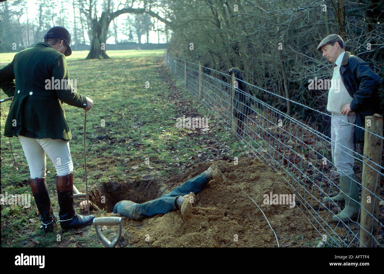 Duke of Beaufort Hunt Gloucestershire. Terrier men digging out a fox ...
