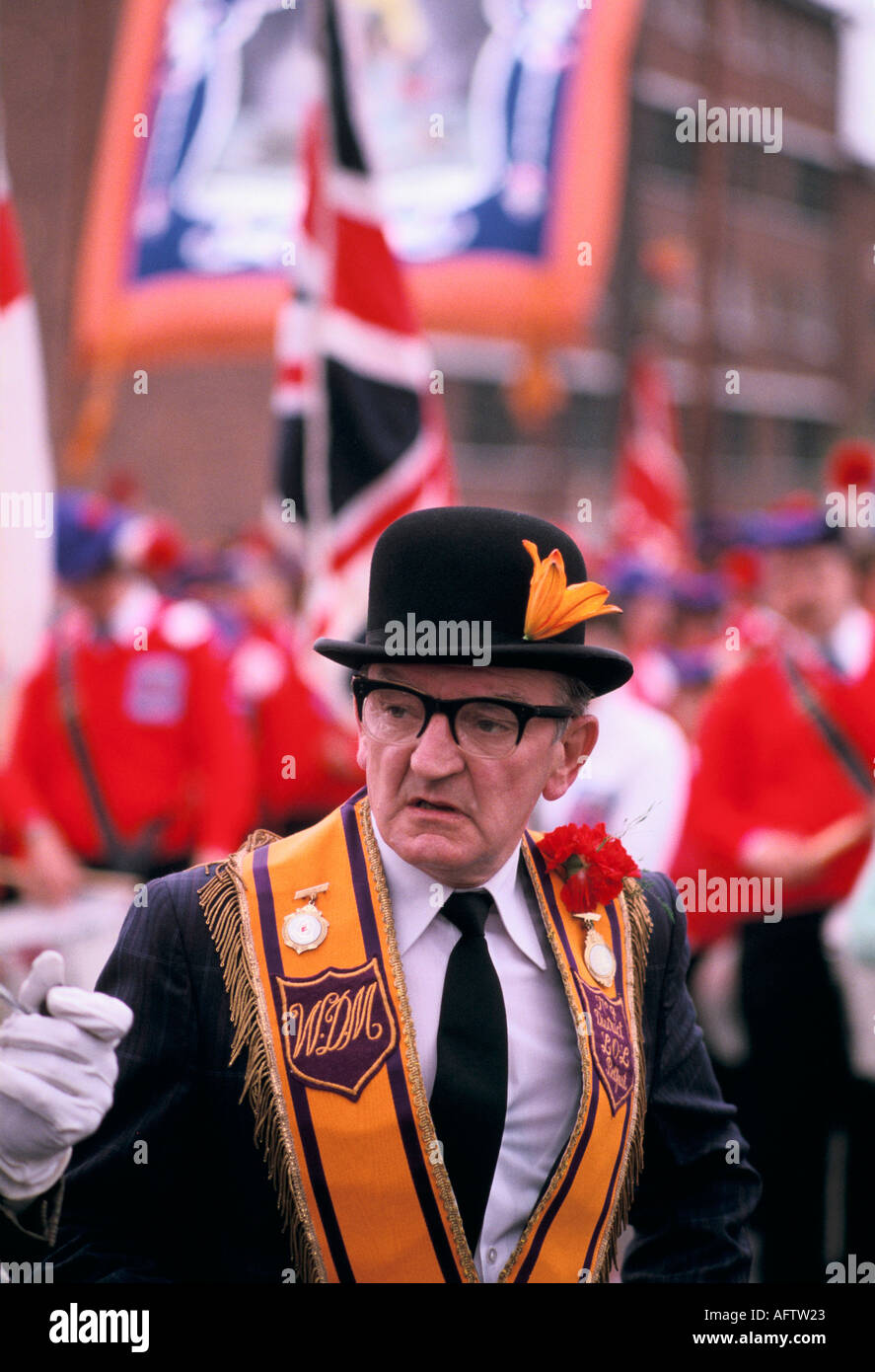 Ulster Loyalists Orange Day parade Belfast Northern Ireland July 1981 ...