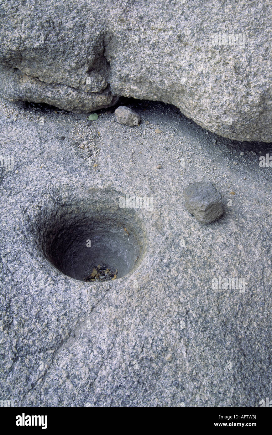 Grinding rock used by the early Native Americans in Joshua Tree ...