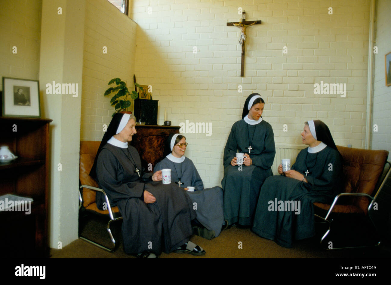 Nuns two sisters and Mother Superior in their Priory, Church of England ...
