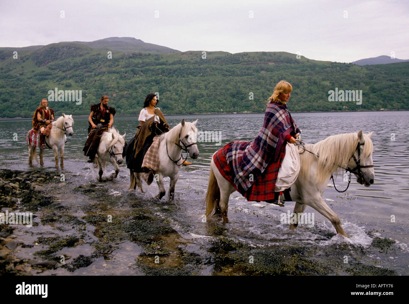 Scotland, Scottish re-enactment group weekend women and men riding ...
