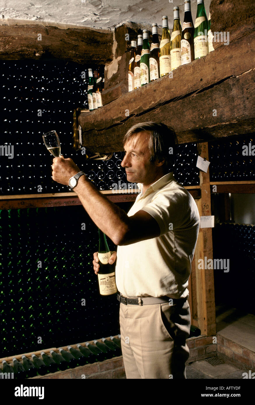 English wine 1980s Somerset. UK Jim Dowling owner of Pilton Manor ...