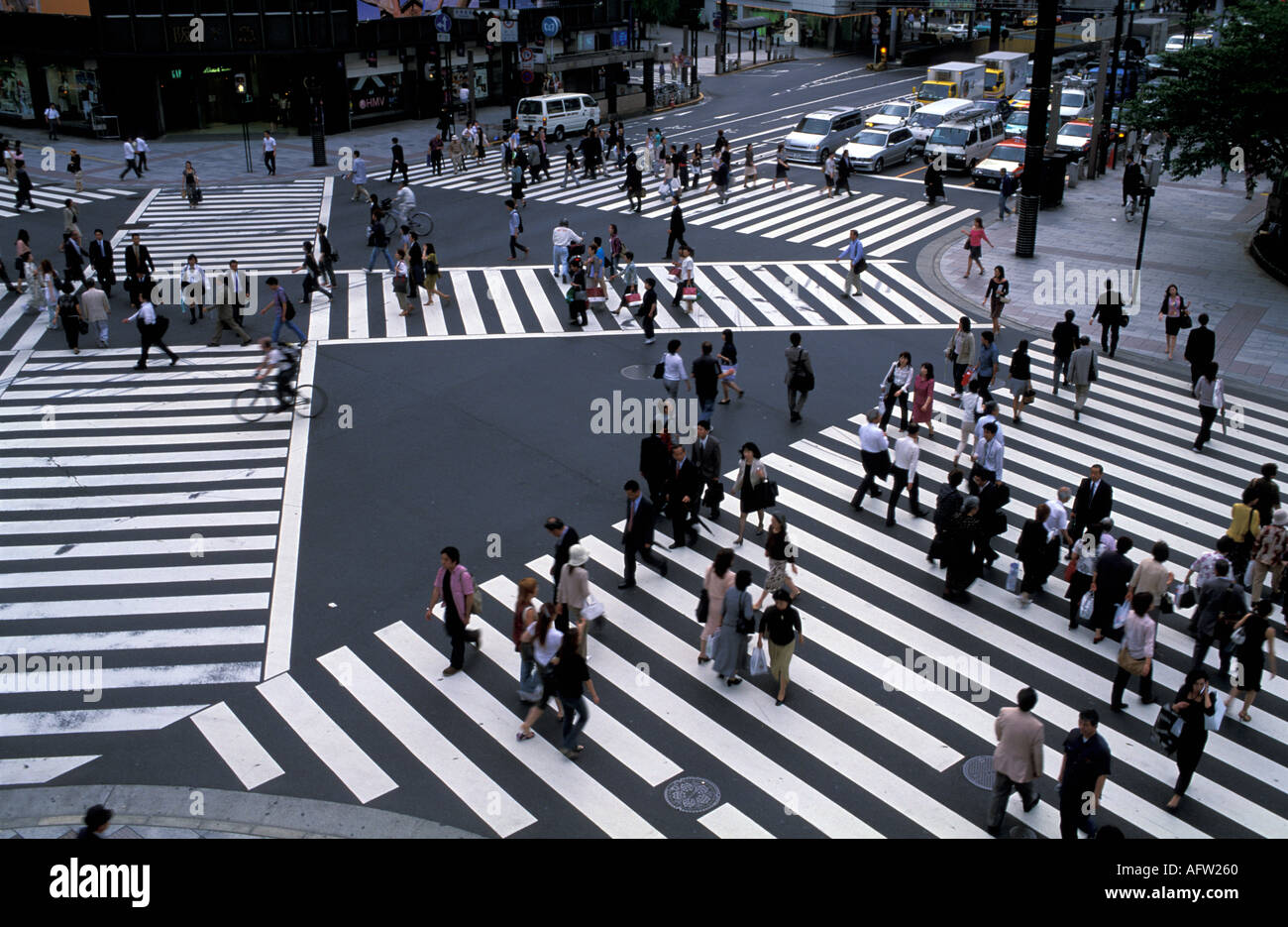 Crossroads of the Ginza District Tokyo traffic Japan Stock Photo - Alamy