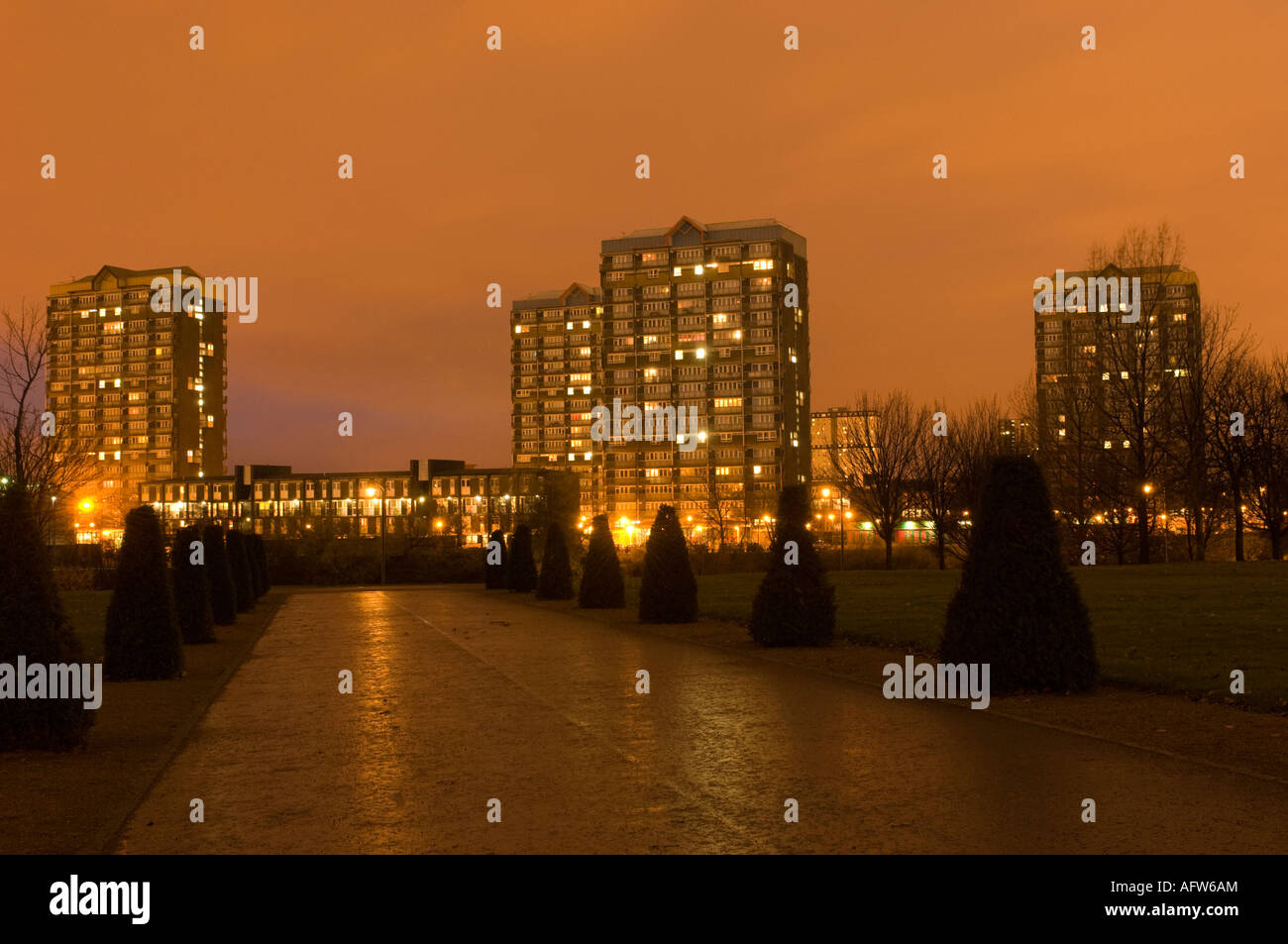 High Rises at Night, Glasgow, Scotland Stock Photo - Alamy