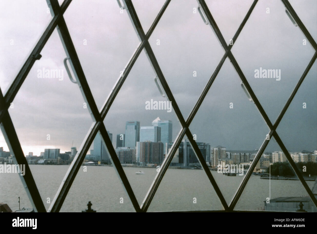 Canary Wharf and the Isle of Dogs through trinity lighthouse windows ...