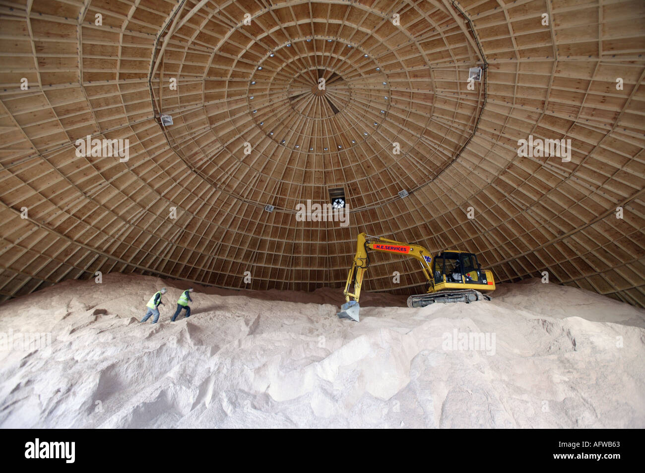 A giant dome housing salt and grit for treatment of roads in the winter ...