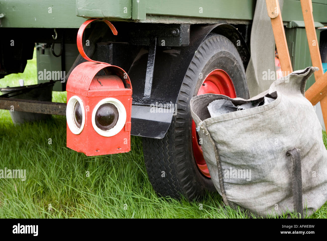 A red lamp on a green caravan Stock Photo - Alamy