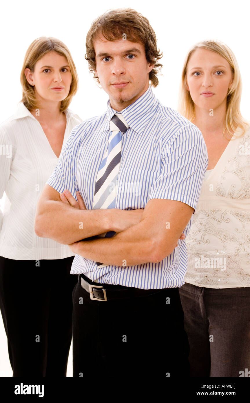 Three Serious Young Business Men and Women Stock Photo - Alamy