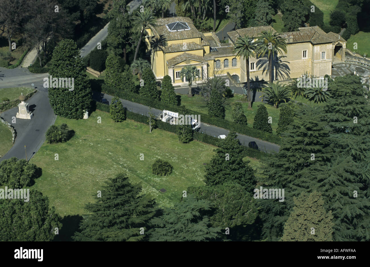 Lush gardens seen from Saint Peter's Basilica, Vatican City, Rome ...