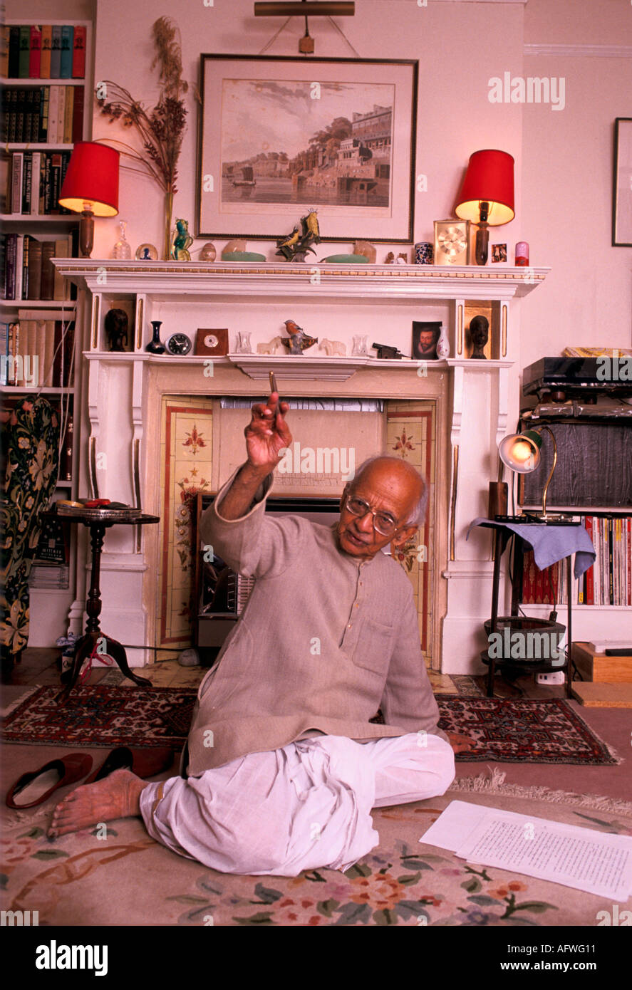 Nirad Chandra Chaudhuri portrait 1990s Oxford interior of his home ...