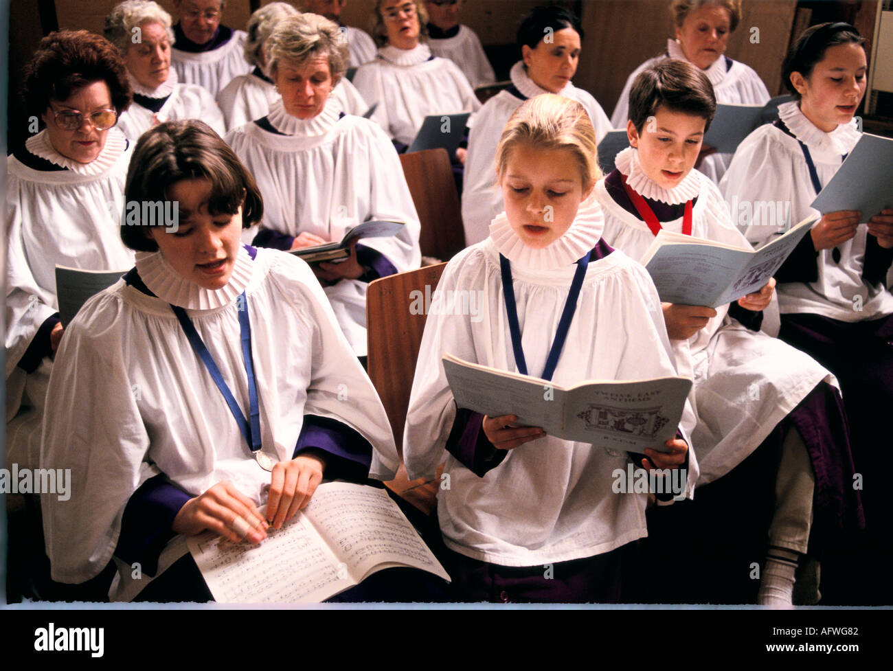 Church choir practice before Sunday morning church service. St Mary the ...