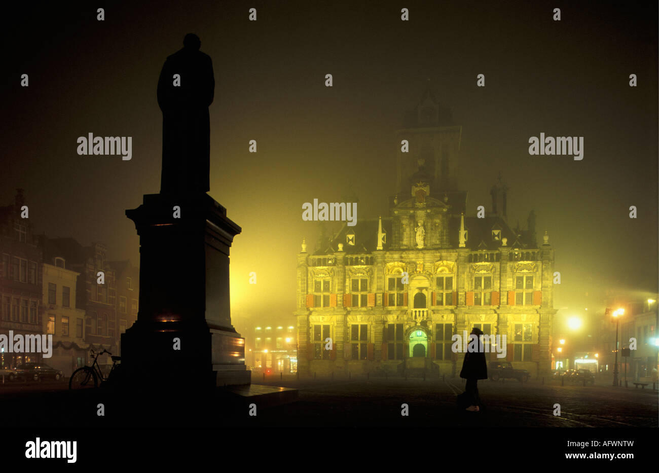 Netherlands Delft Statue of Hugo de Groot by town hall Stock Photo - Alamy