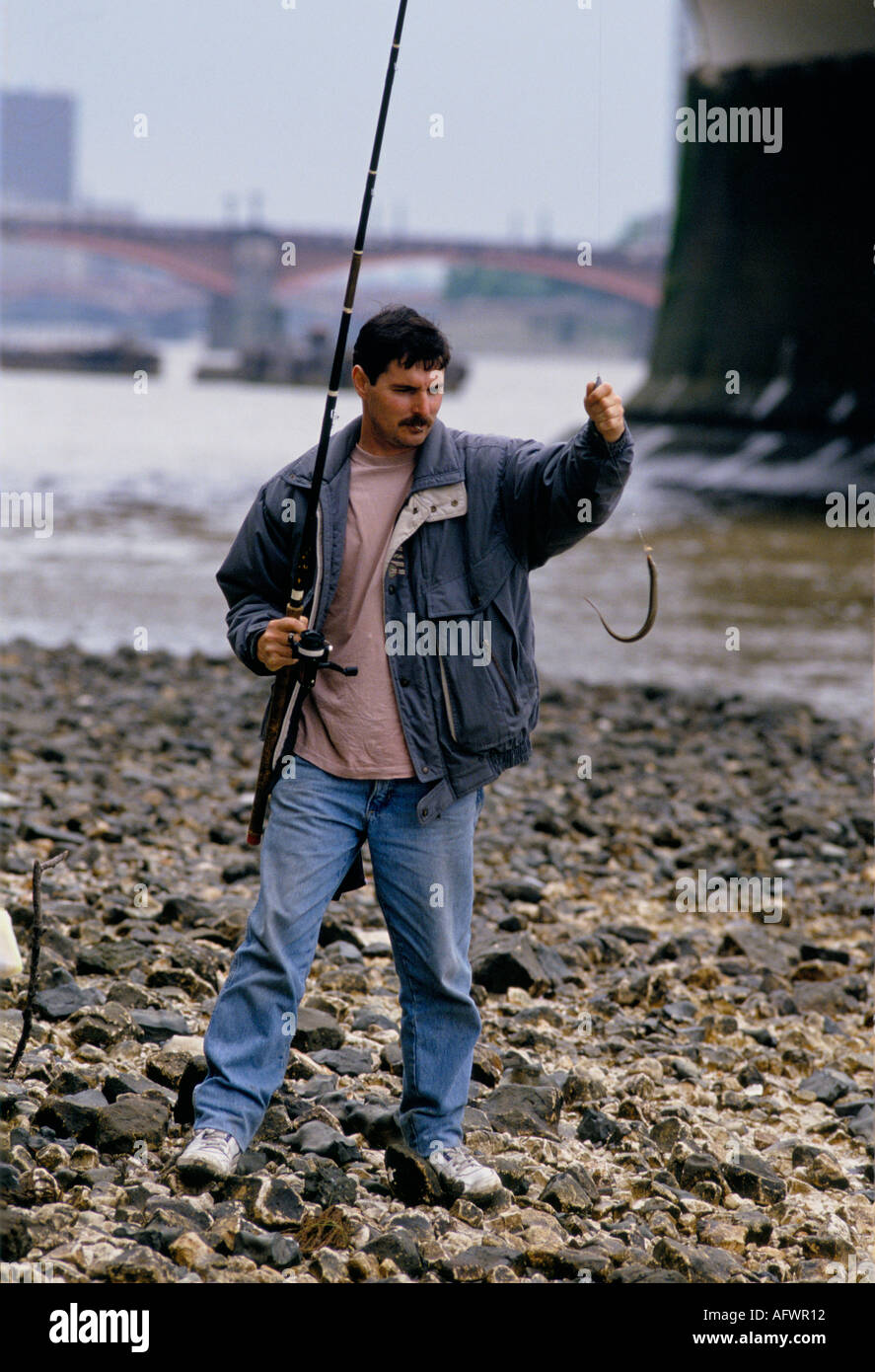Fishing for Eels on the River Thames London, under Westminster Bridge ...