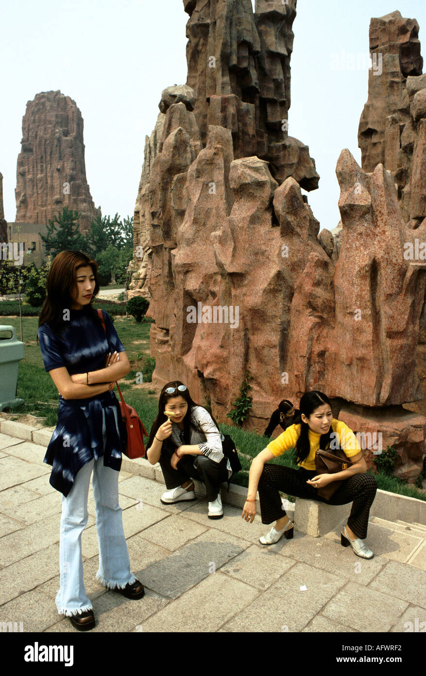 Tourism China 1990s Beijing. Chinese tourists enjoy a day sightseeing ...