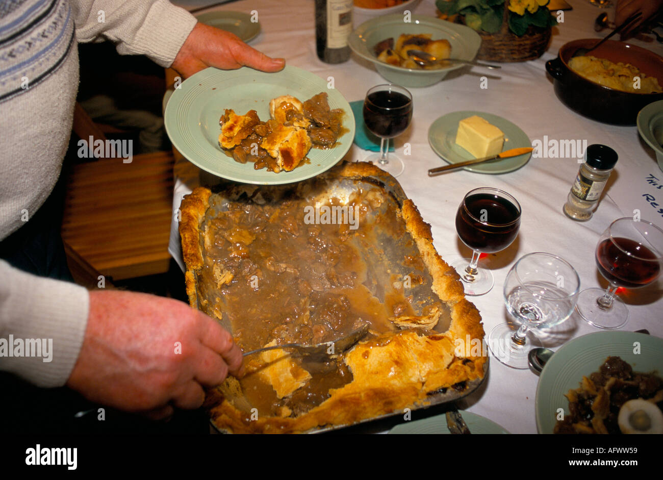 Rook Pie home made about to be served to a group of farmers Farmers ...