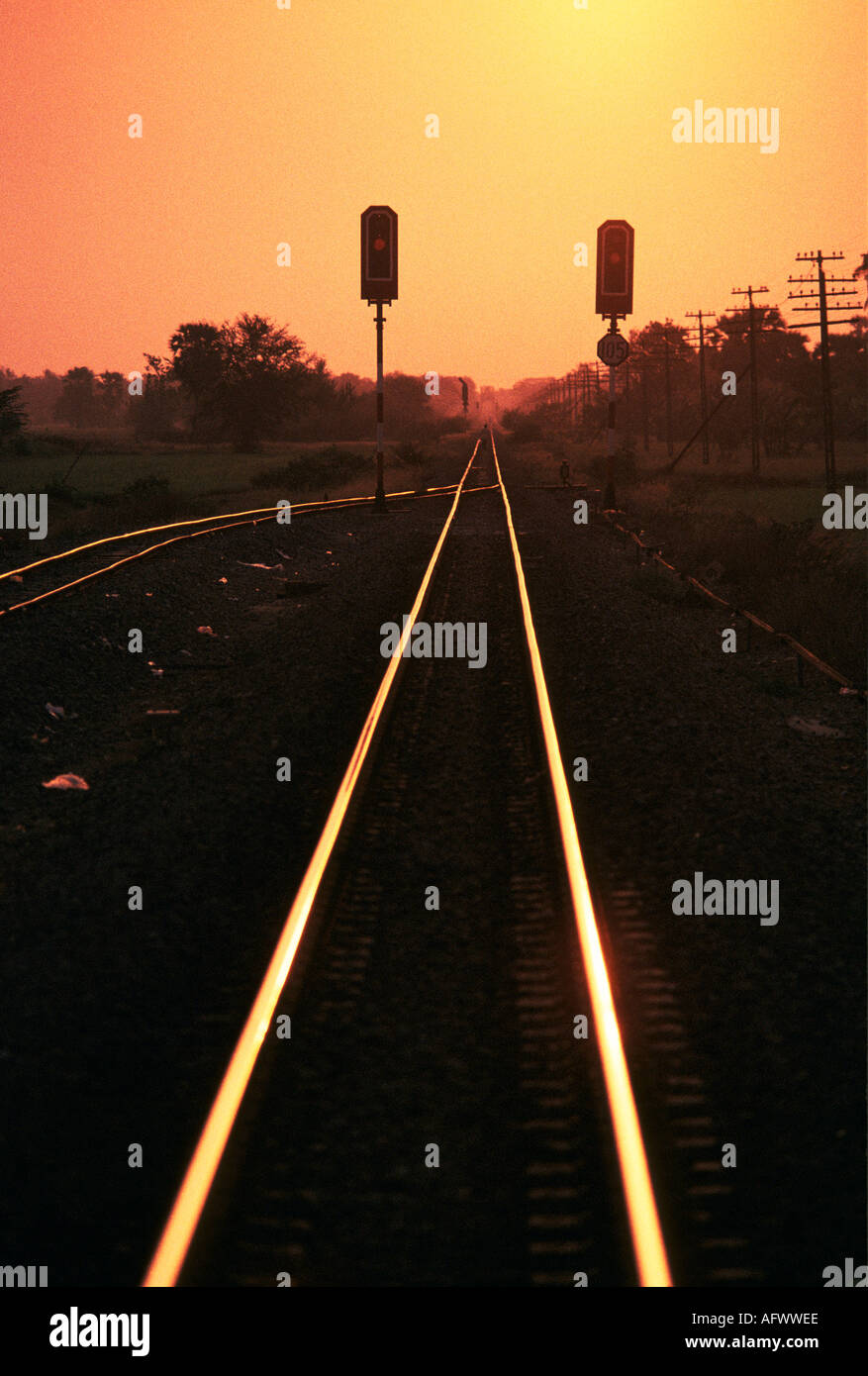 Train journey through Malaysia. Single line track with over taking ...