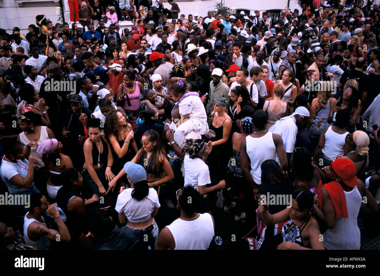 Crowds at the Notting Hill Carnival west London 1990s Large group of ...