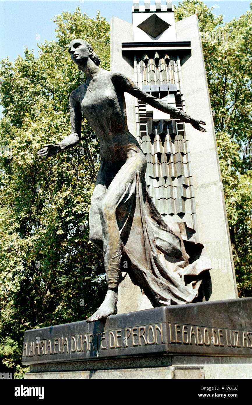 Eva Peron. A modern balletic statue of Evita in a public garden in the ...