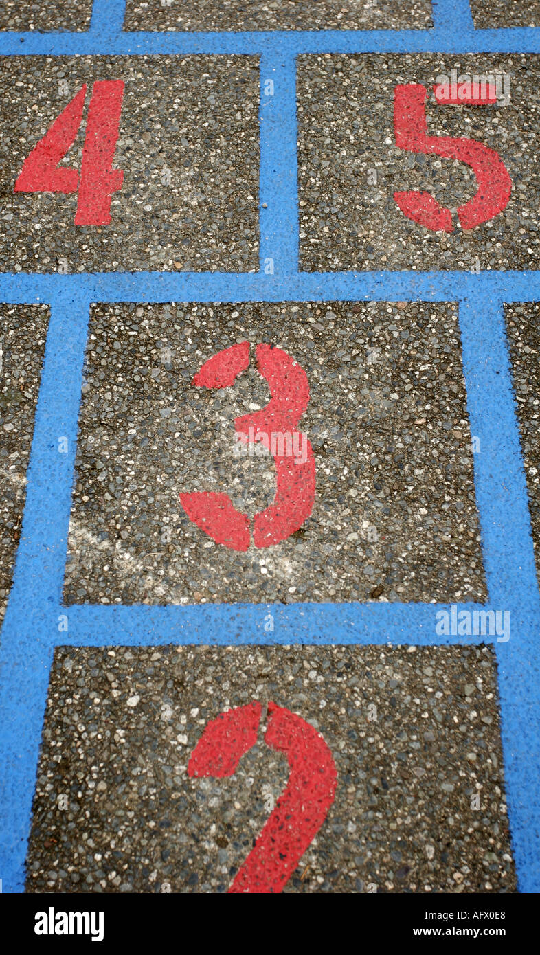 Hopscotch game grid lines on asphalt Nanaimo Vancouver Island British ...
