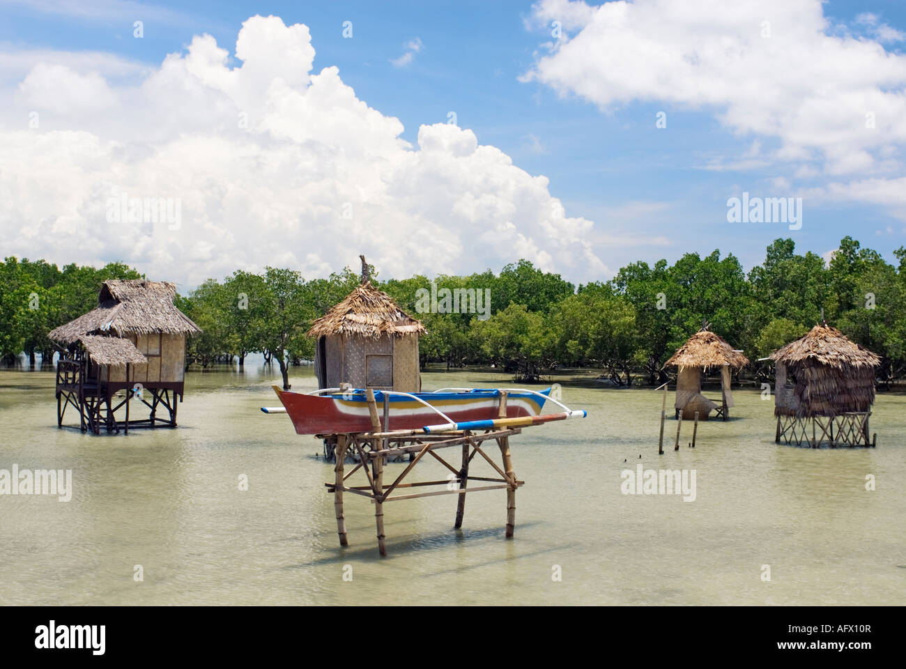 Philippines Cebu Fishing Huts and Boat Visayas Stock Photo - Alamy