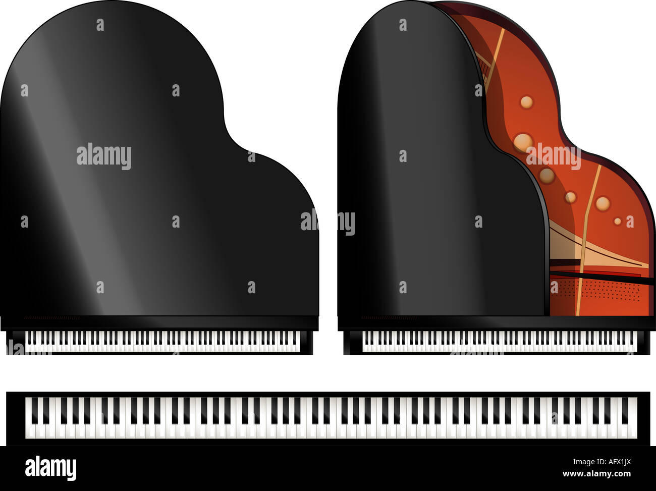 Illustration of piano top view Isolated on white Stock Photo - Alamy