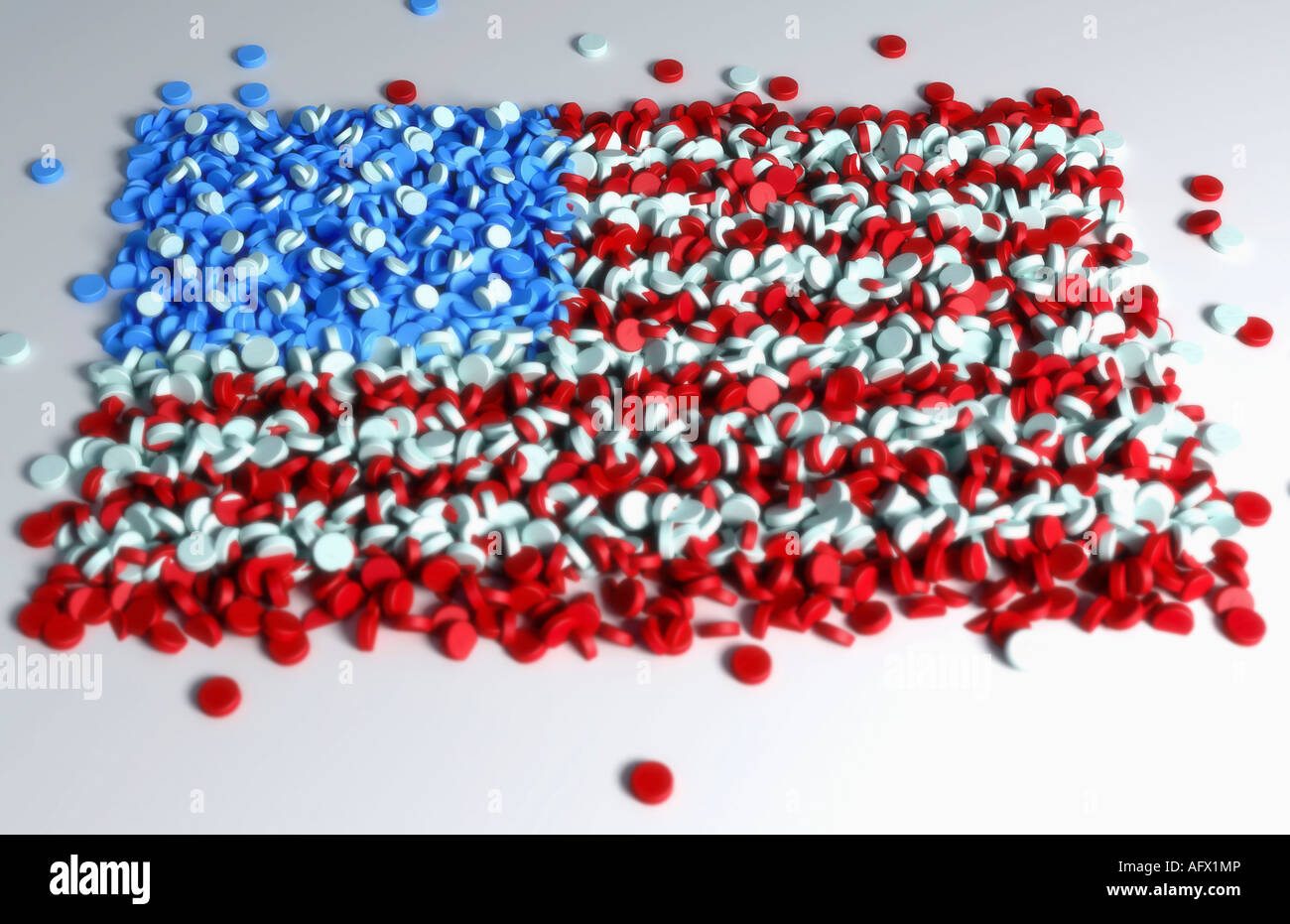 Multiple pills forming the flag of the USA Stock Photo - Alamy
