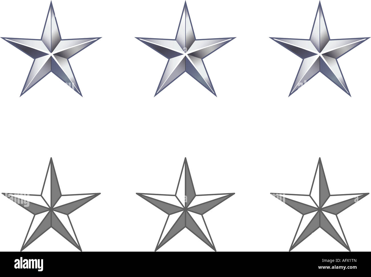 Illustration of chrome and gray stars Isolated on white Stock Photo - Alamy