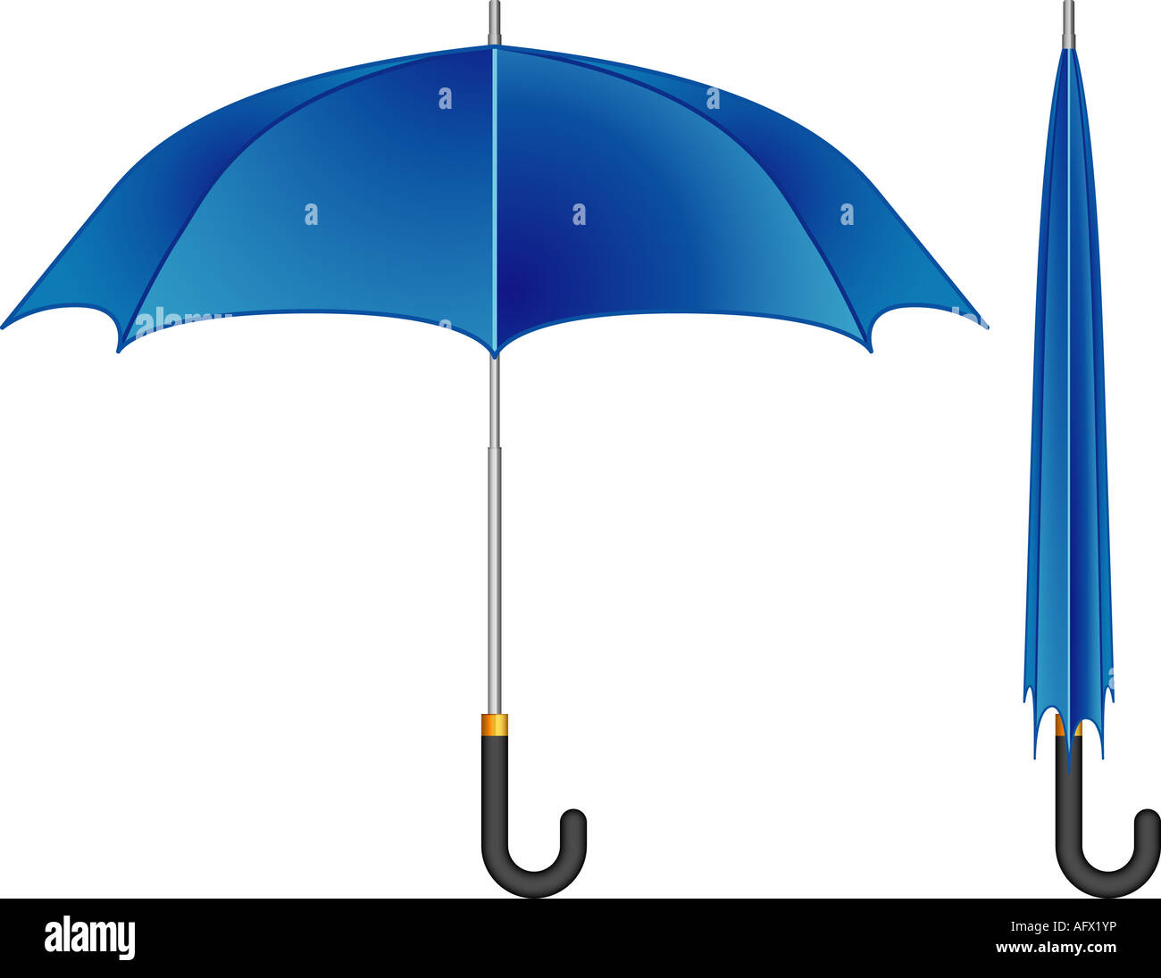 Illustration of open and closed umbrella Isolated on white Stock Photo ...