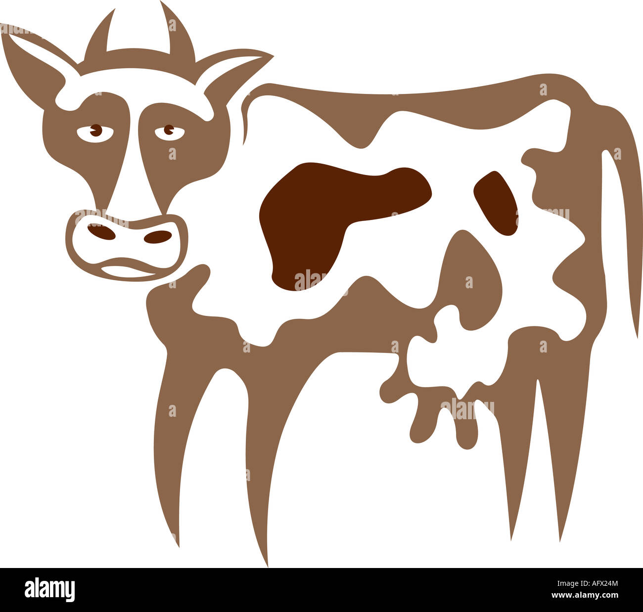 Cartoon illustration of a cow Isolated on white background Stock Photo ...