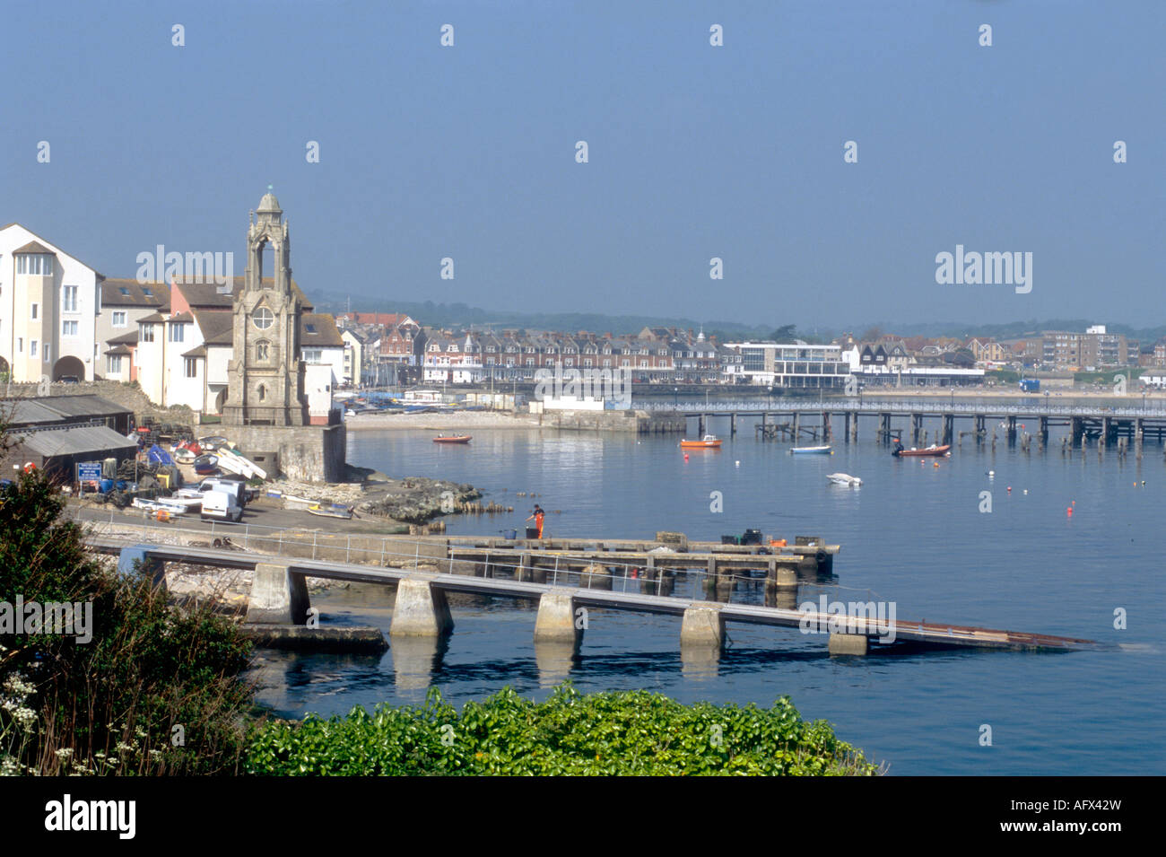 Swanage in Dorset, with the lifeboat station slipway, England, UK Stock ...