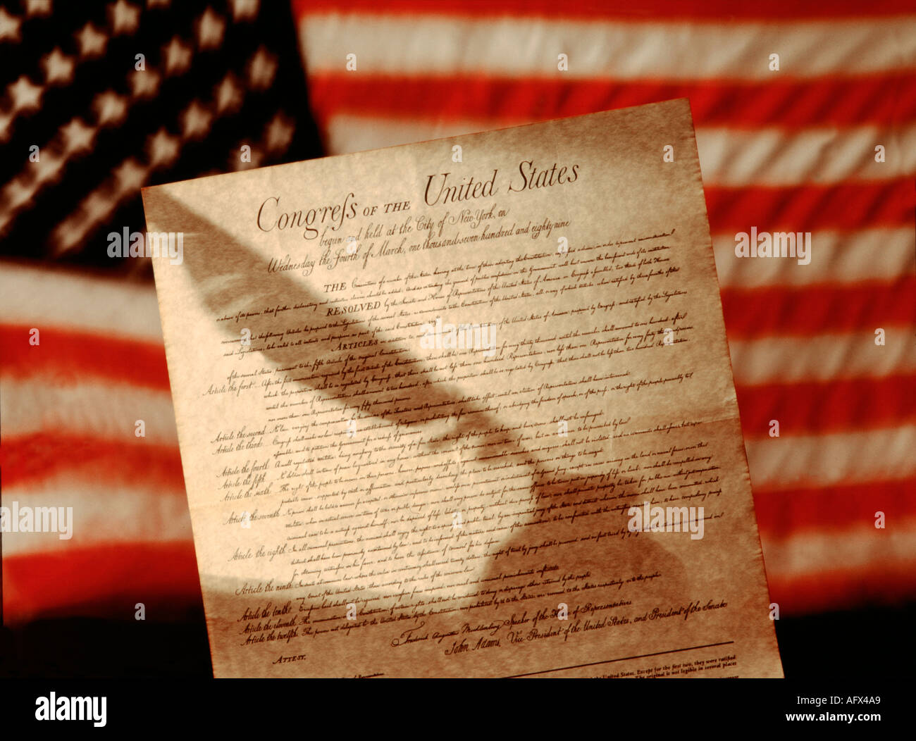 United States Constitution and american flag Stock Photo - Alamy