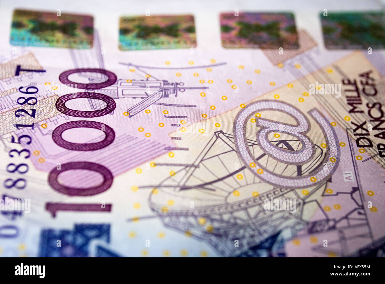 Detail of a 10000 bank note from West Africa Stock Photo - Alamy