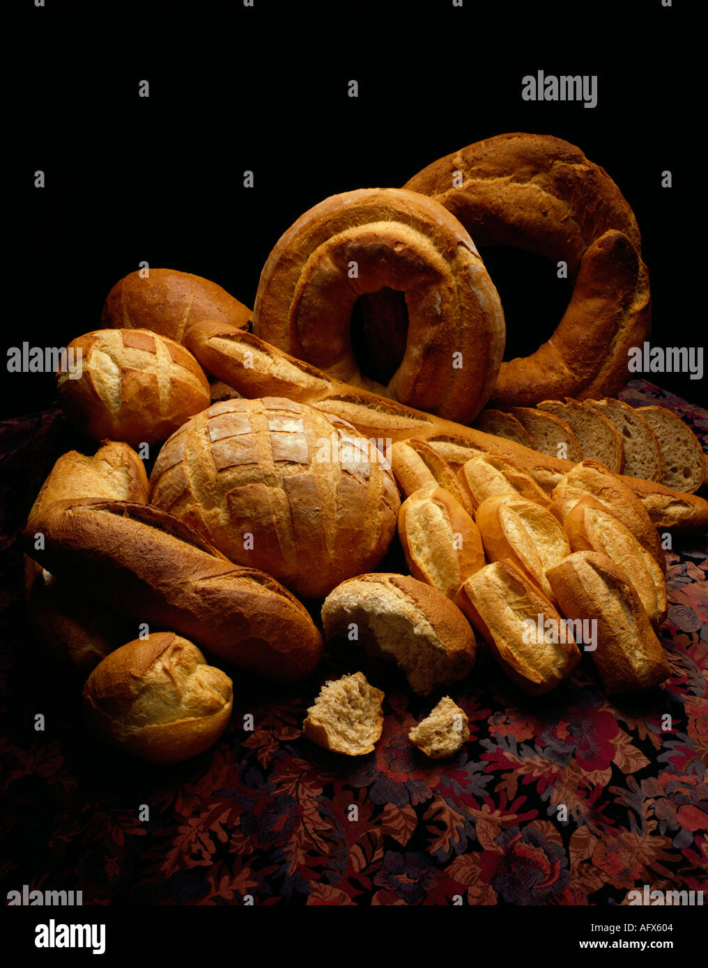 still life of loaves bread, baked bread Stock Photo - Alamy