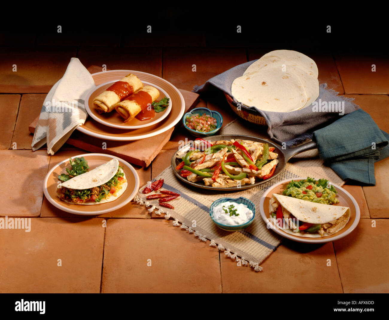 spread of mexican food, appetizers food Stock Photo - Alamy