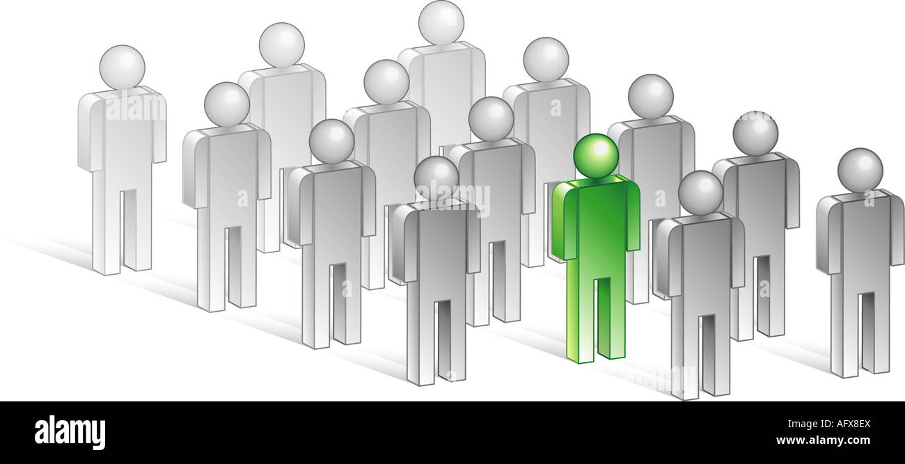 Illustration of a person standing out in a crowd Isolated on white ...