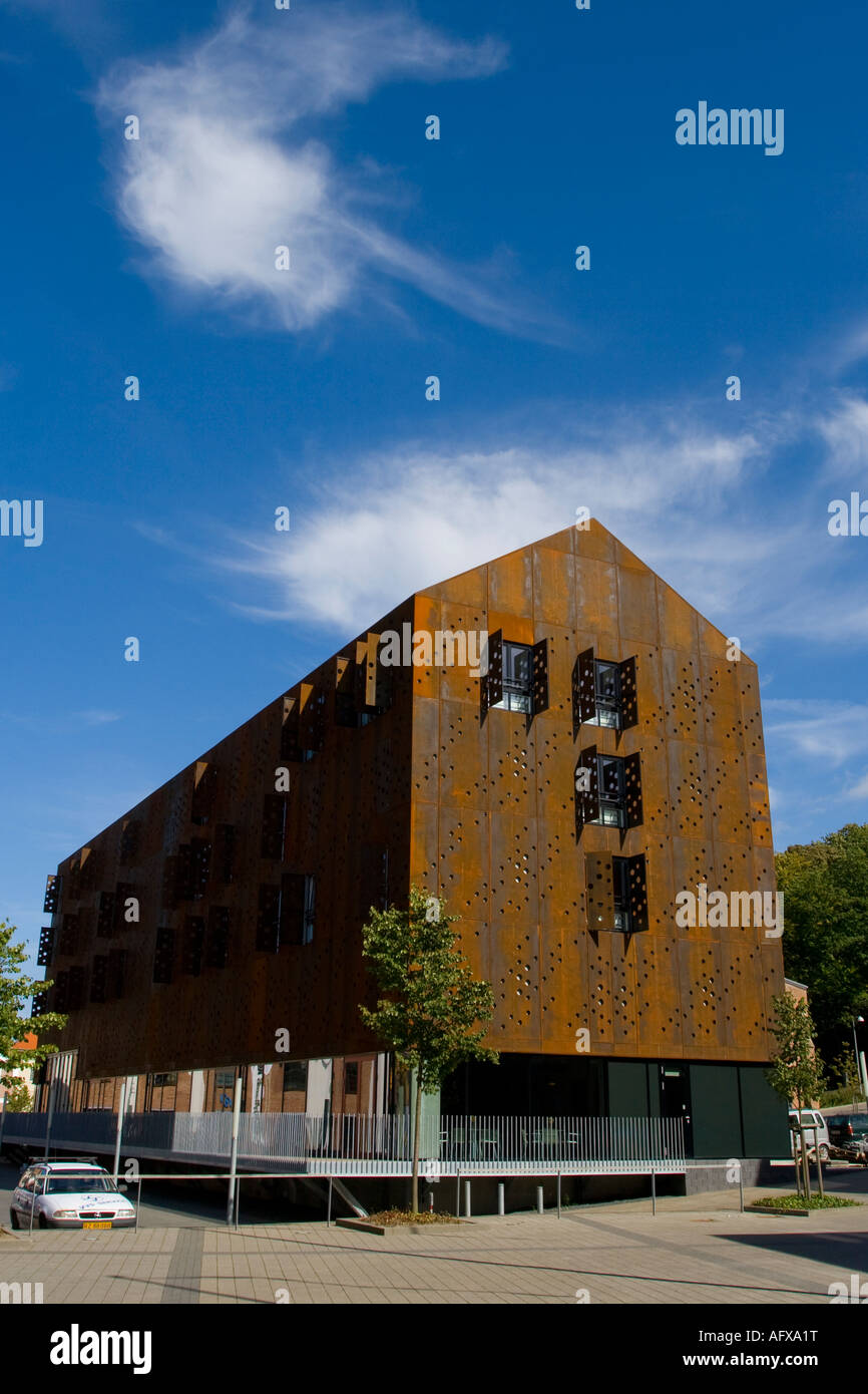 Steel clad building in Silkeborg Denmark Stock Photo - Alamy