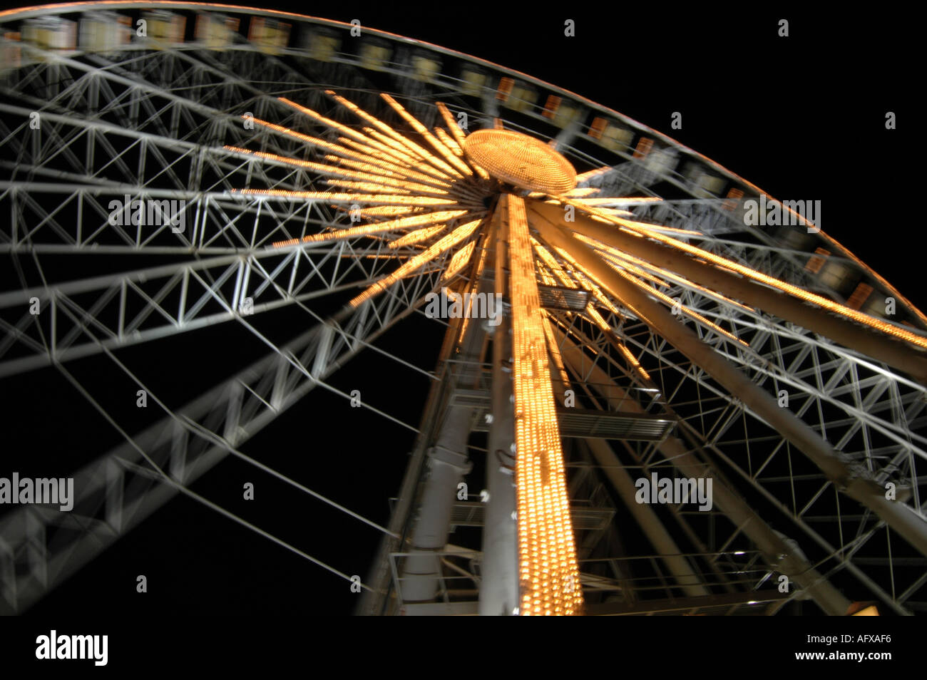 The Manchester Big Wheel viewd from below at it s centre point Stock ...