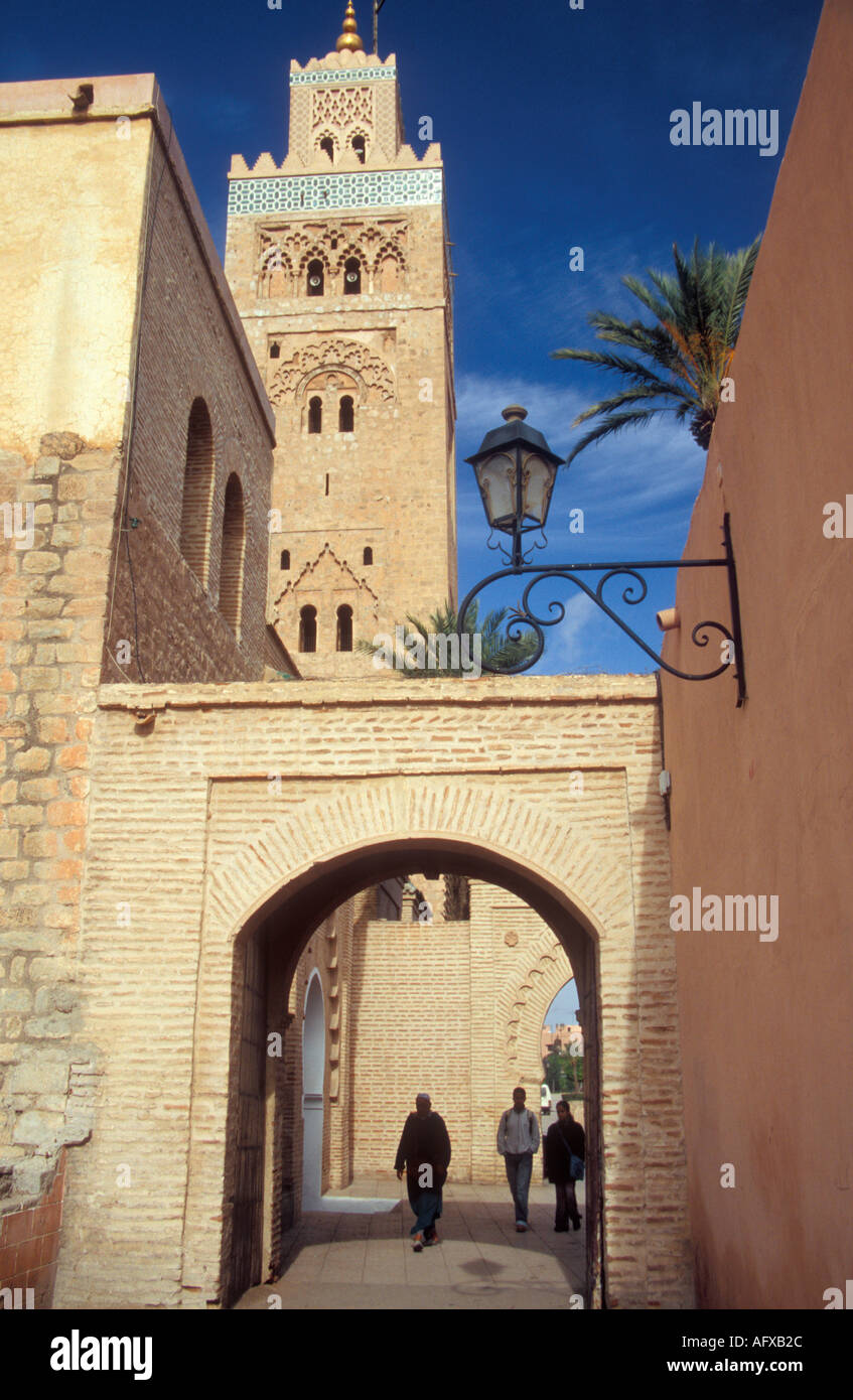 The minaret of the 12th Century Koutoubia Mosque celebrated symbol of ...