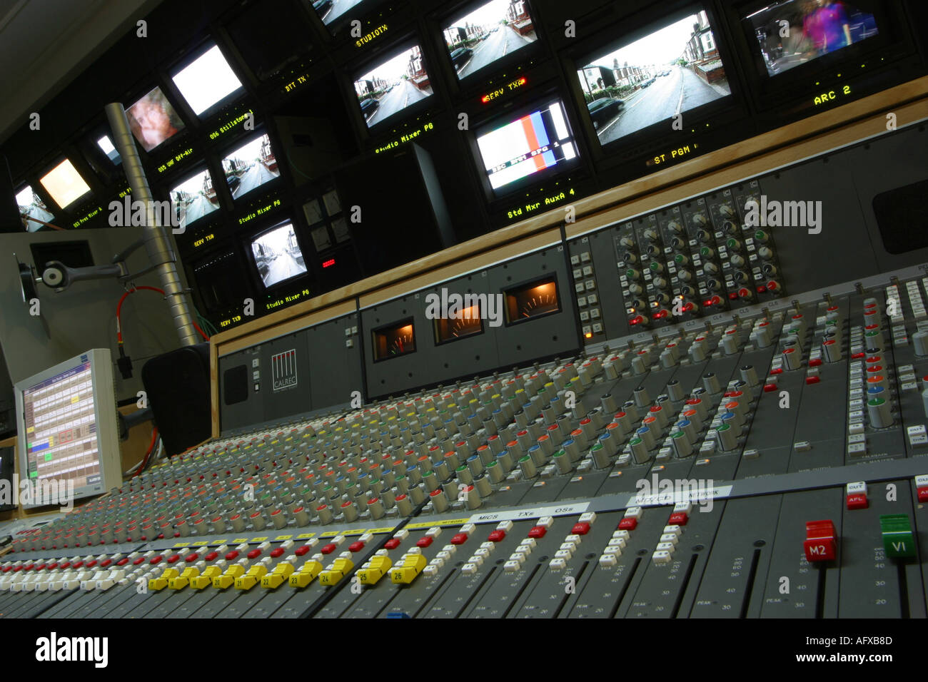 TV editing and live transmission gallery with editing equipment Stock ...
