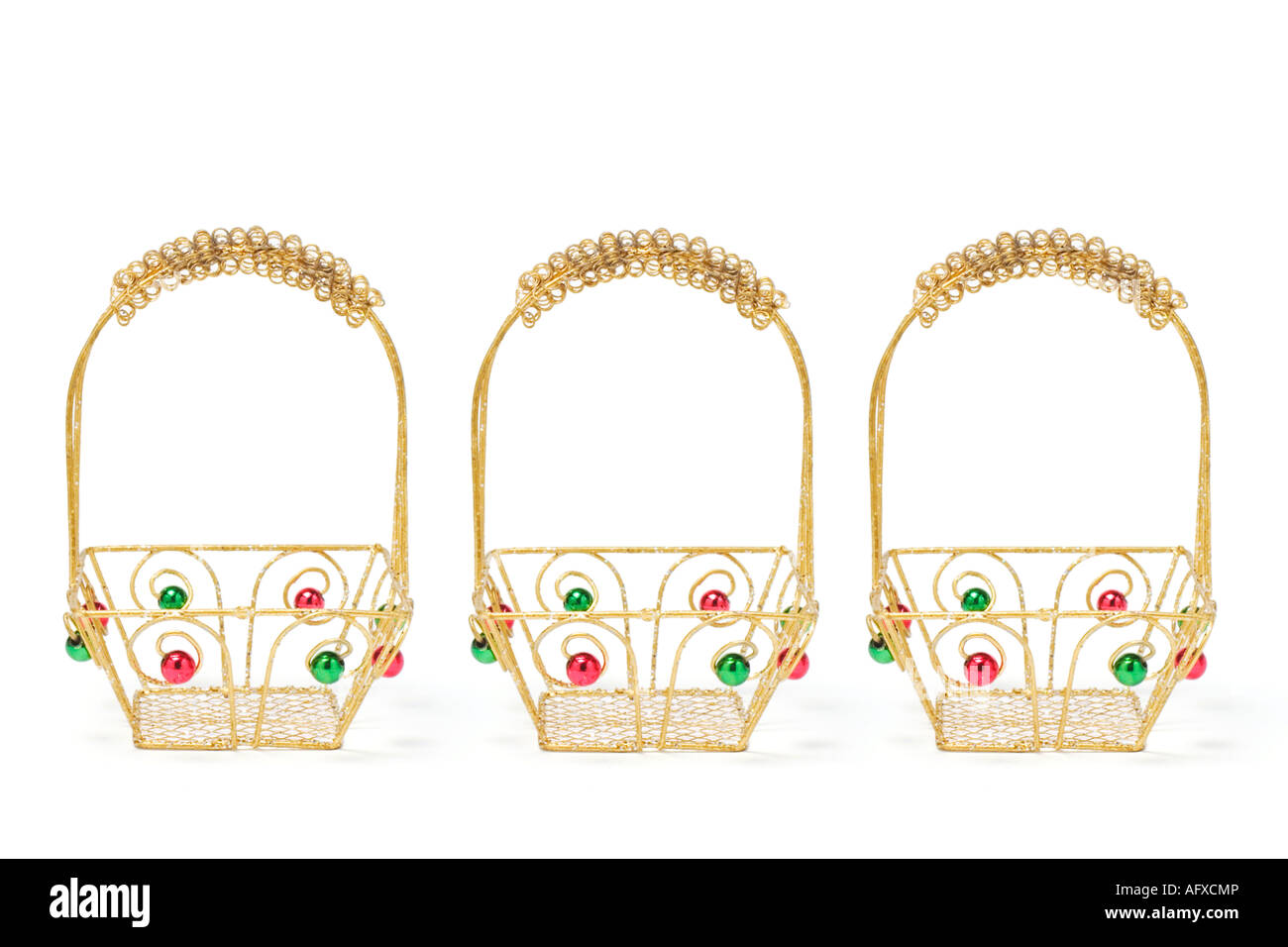Christmas Baskets on White Background Stock Photo - Alamy