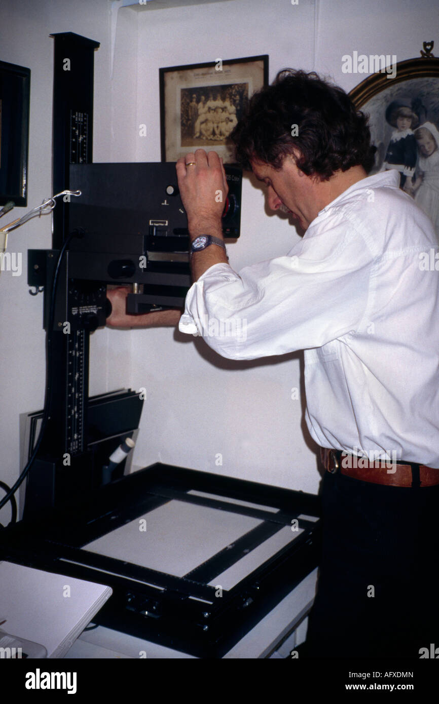 Man Working In Darkroom At Home At Night Stock Photo - Alamy
