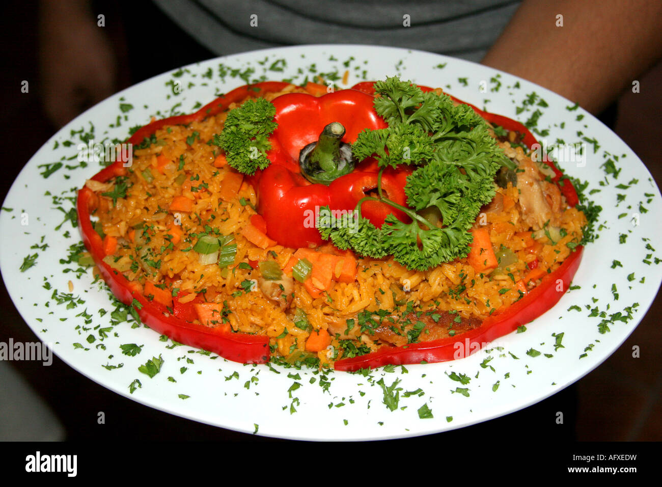 Rice with chicken is the traditional dish in Panama Central America ...